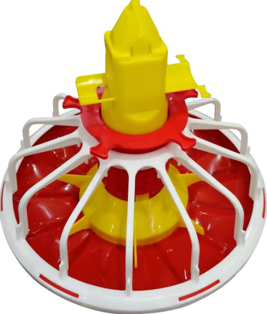 Broiler Poultry Pan Feeding System Round Feed Pans For Chickens